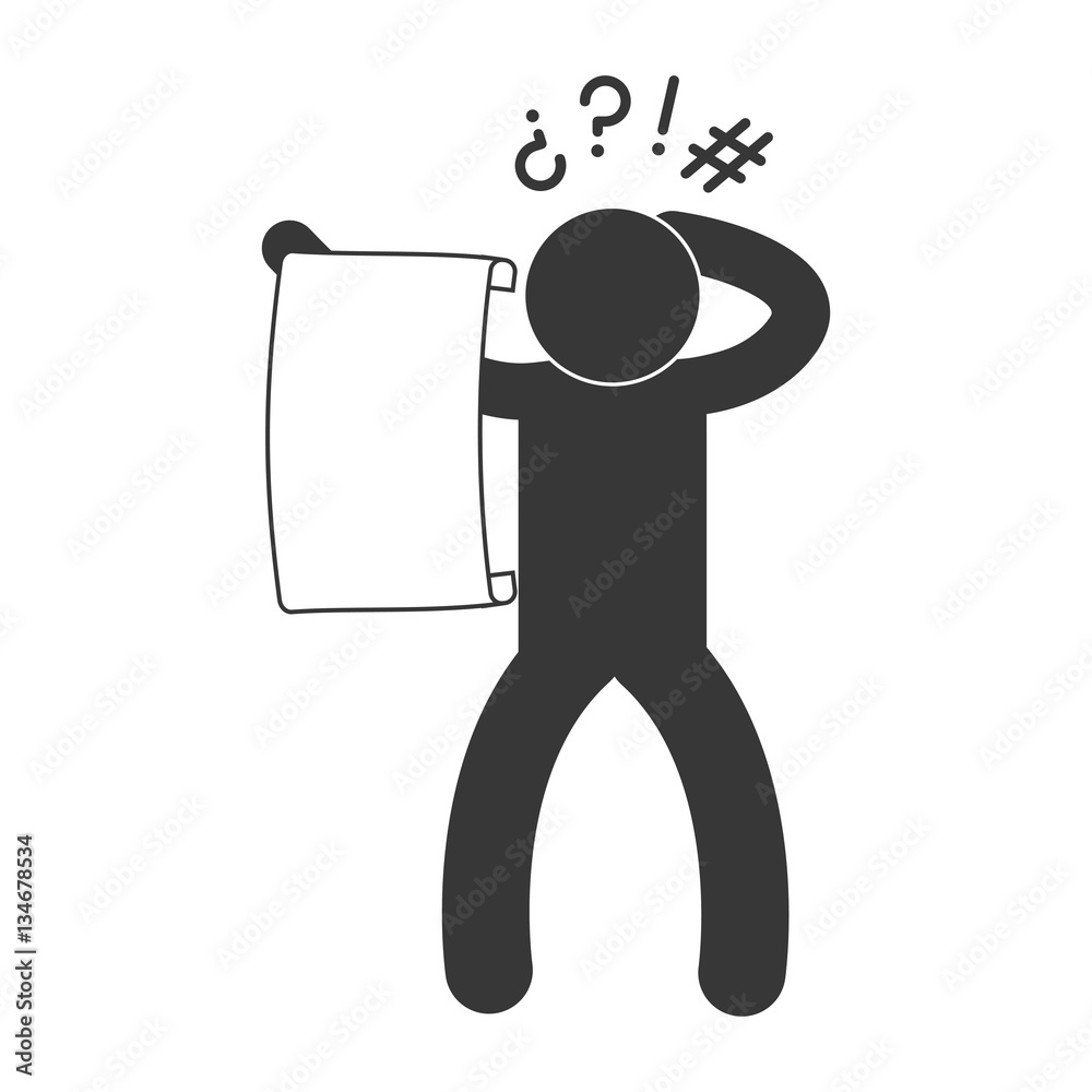 baffled person pictogram reading big piece of paper icon image vector ...