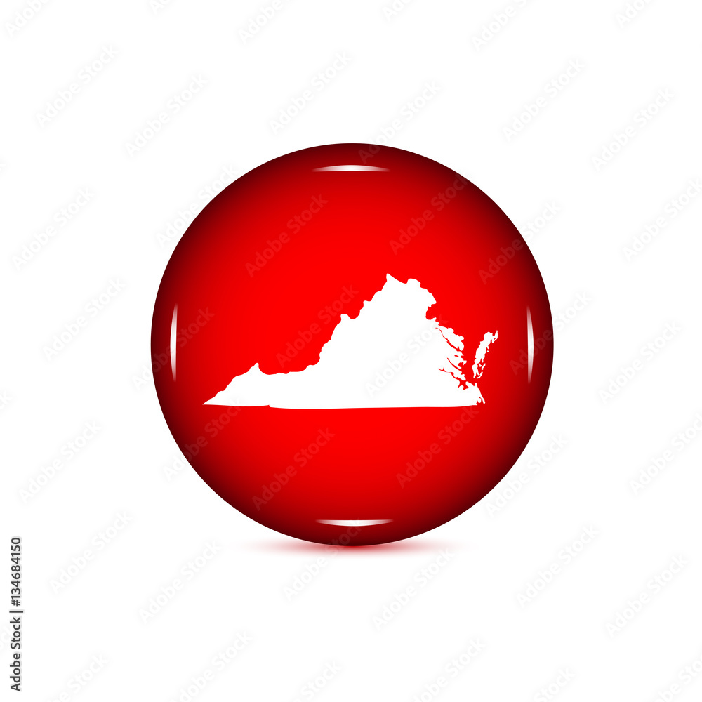 Map of the U.S. state of Virginia on a white background. Red but Stock ...