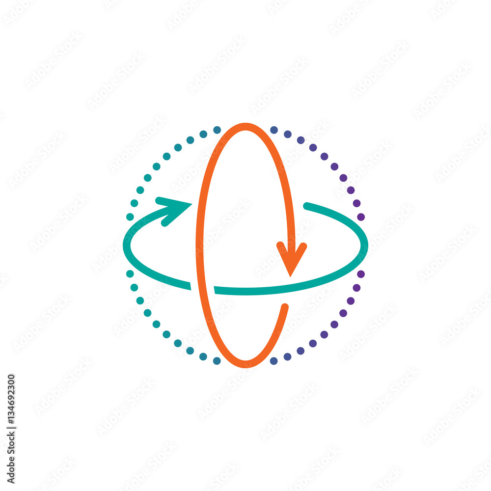 360 degree rotation arrows line icon, virtual reality outline vector ...