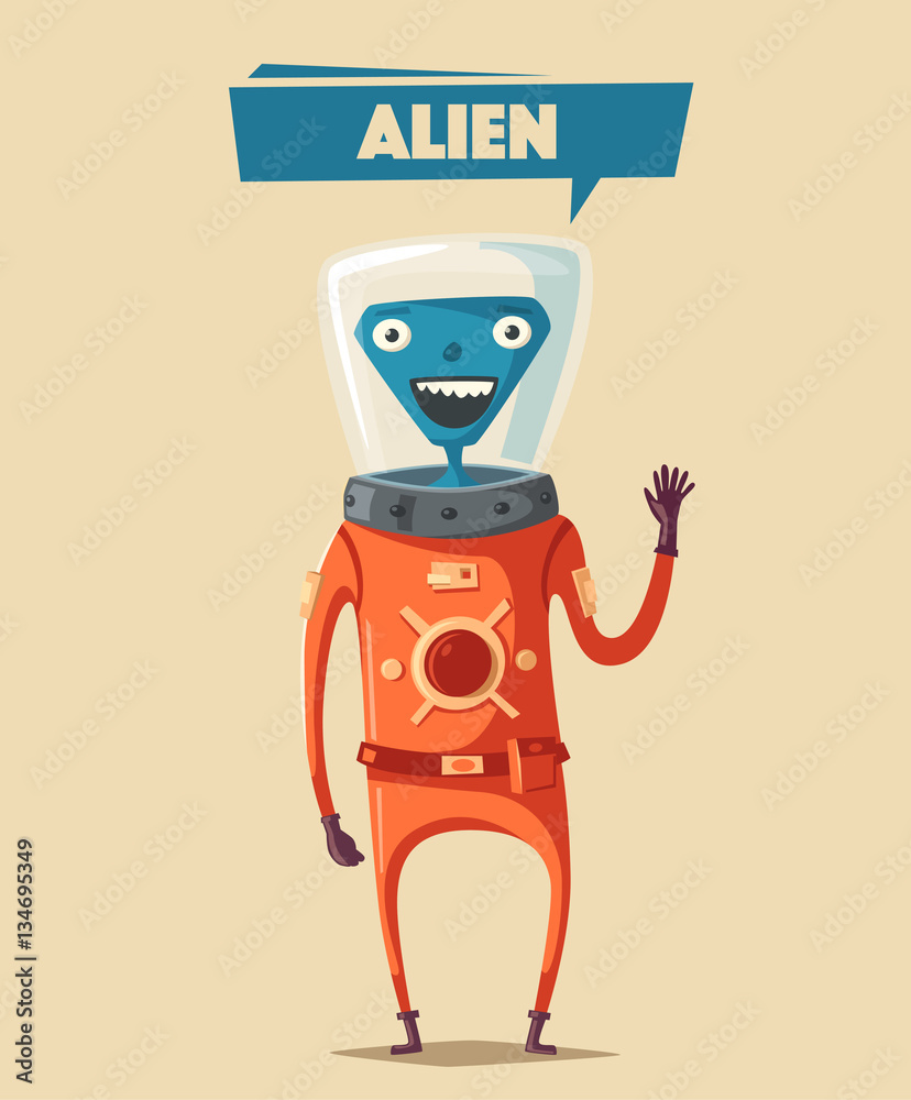 Friendly alien. Cartoon vector illustration Stock Vector | Adobe Stock