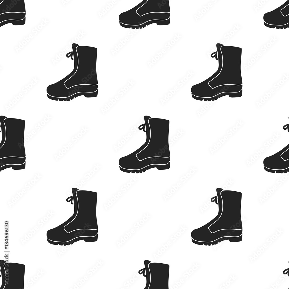 Combat boot icon in black style isolated on white background. Hunting ...