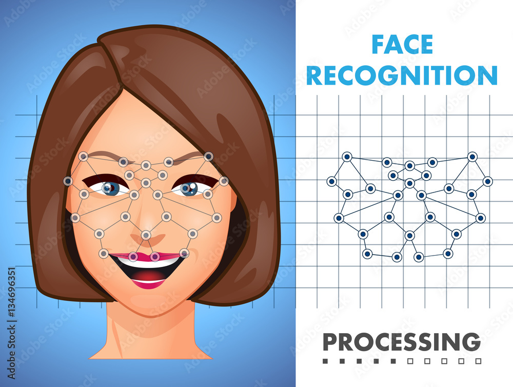 Face recognition - biometric security system concept Stock Vector ...