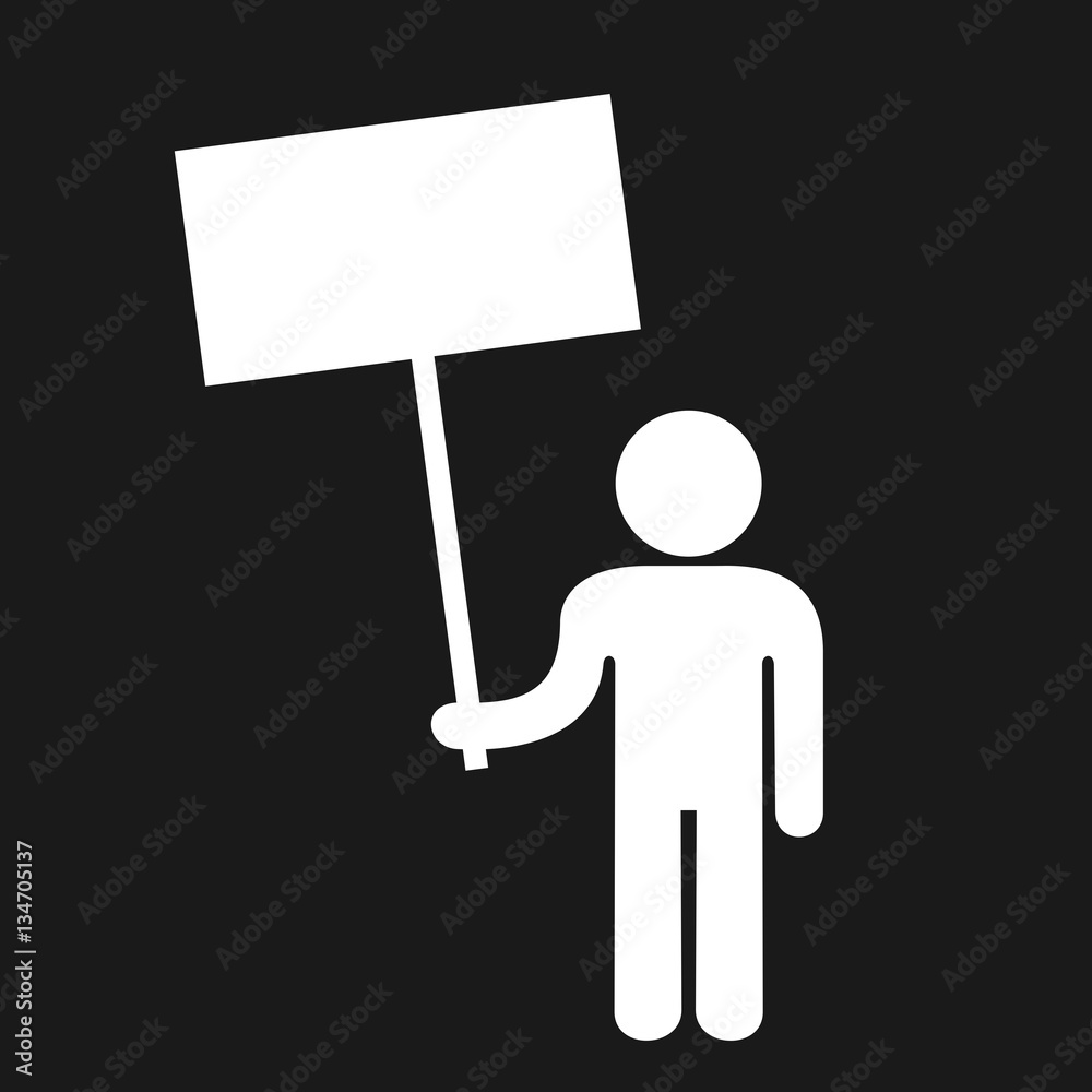 Vector icon of protester / demonstrator on demonstration / protest ...