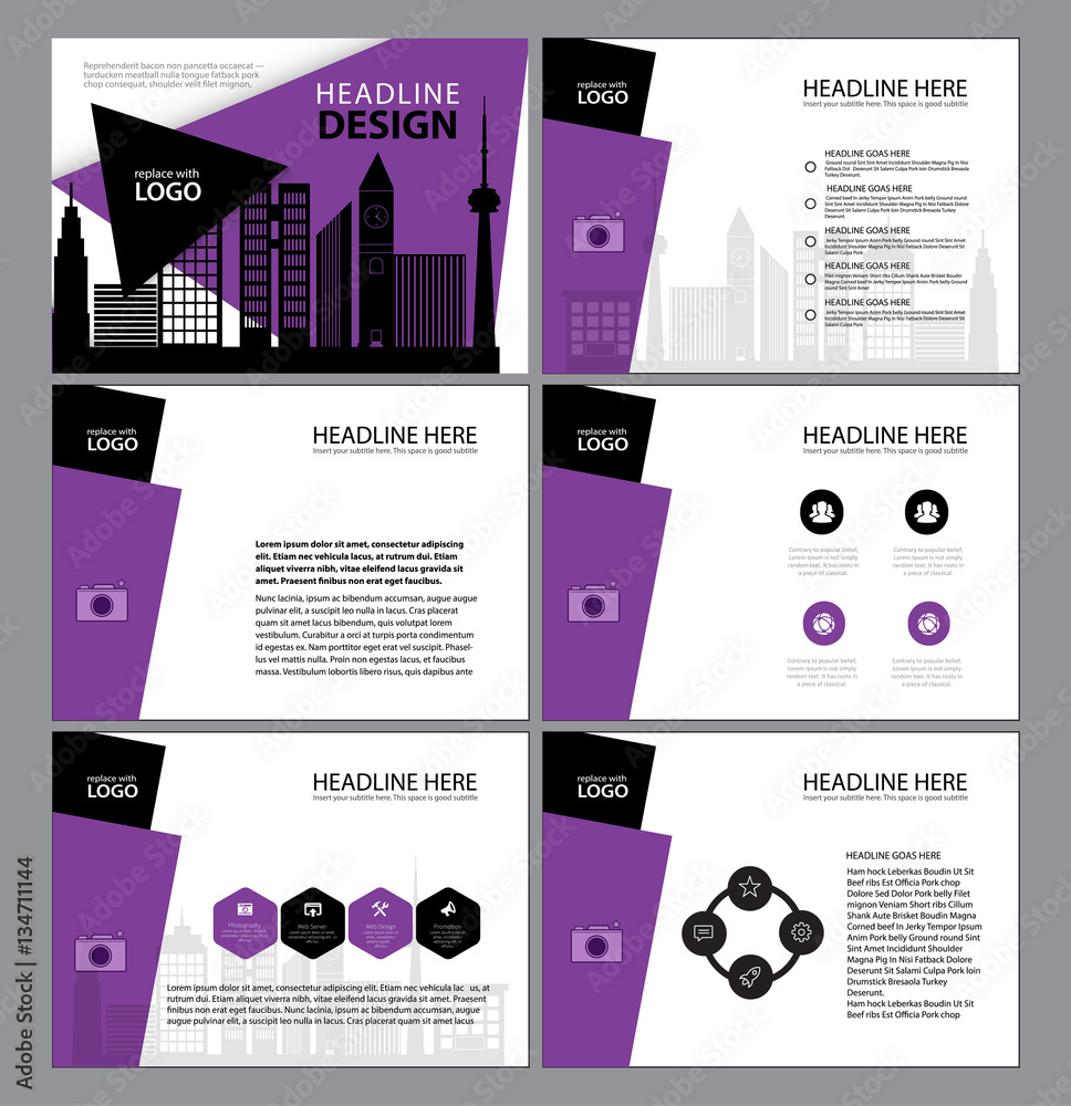 Business Template design set Presentation and brochure Annual report ...