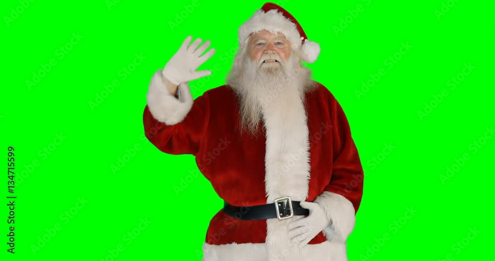 Portrait of happy santa claus waving hand on green screen 4k Stock ...
