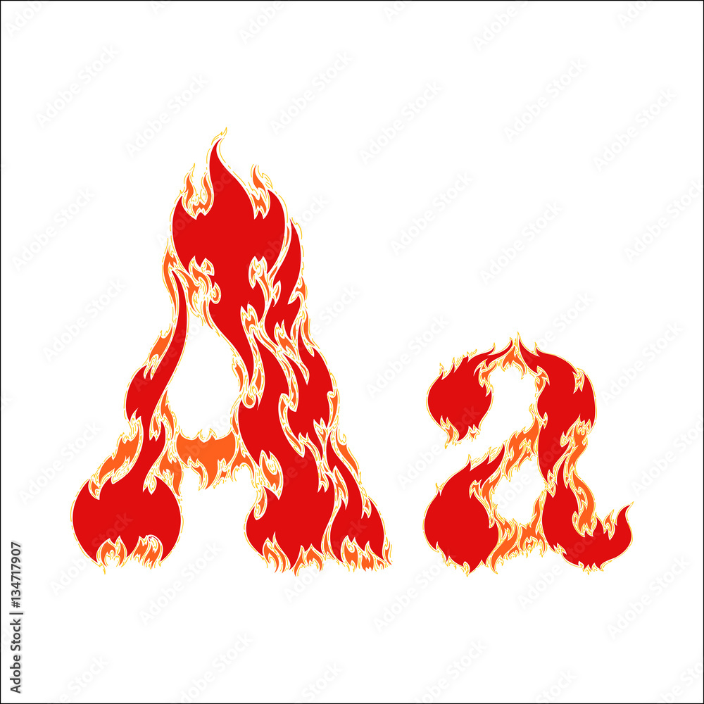 fiery font red letter A on white background Stock-Vektorgrafik | Adobe ...