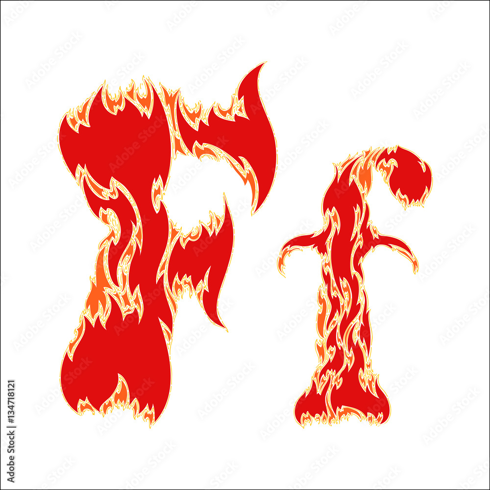 fiery font red letter F on white background Stock-Vektorgrafik | Adobe ...