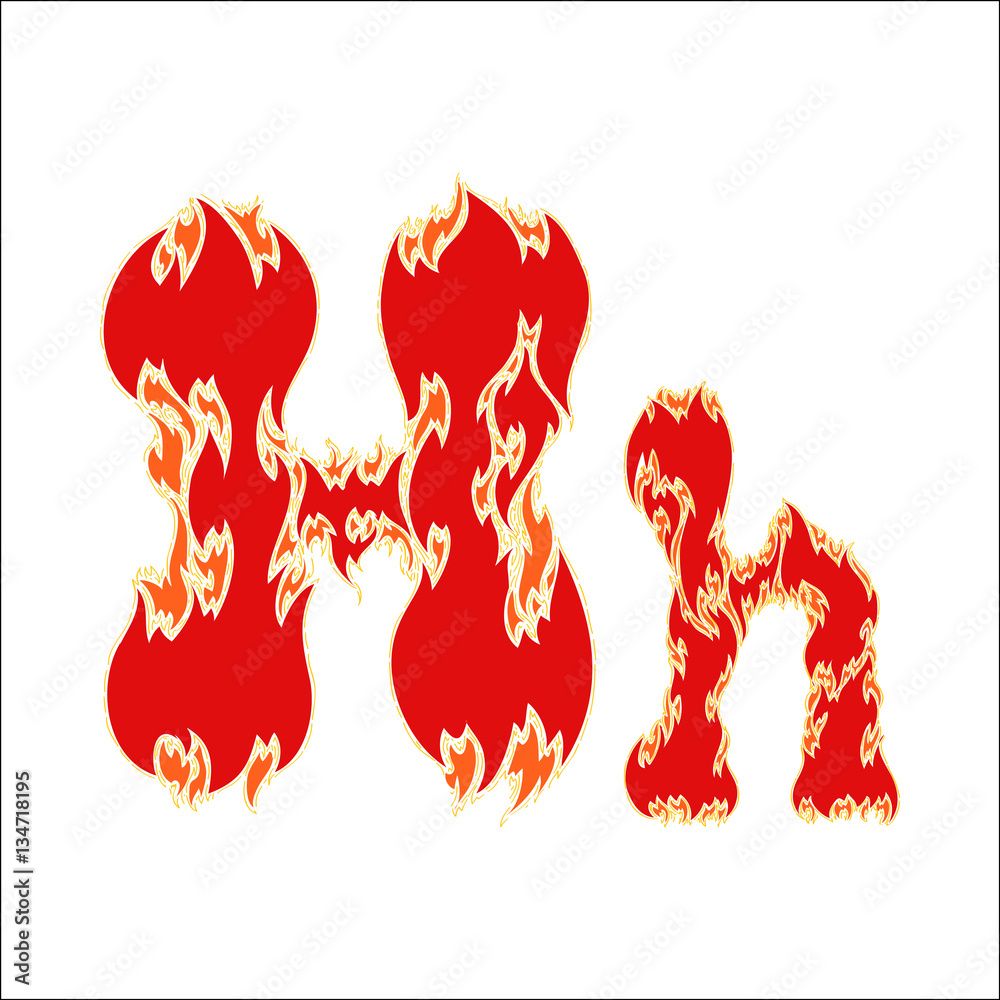 fiery font red letter H on white background Stock-Vektorgrafik | Adobe ...