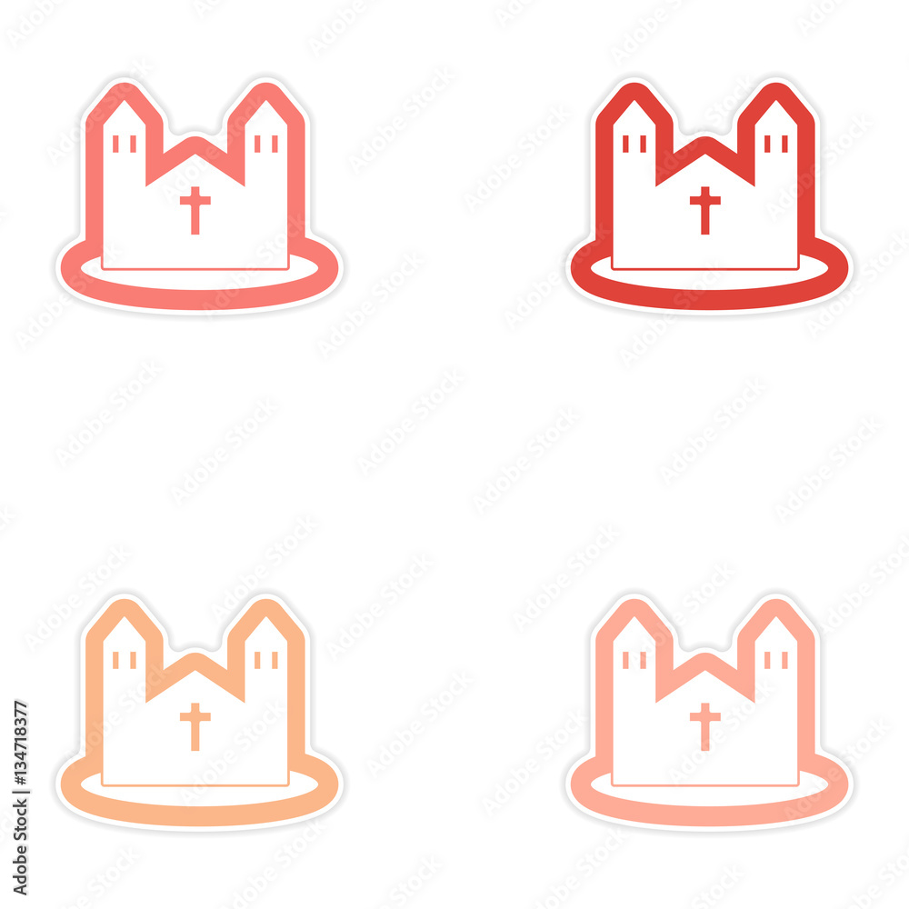 Set of paper stickers on white background Catholic church Stock Vector ...