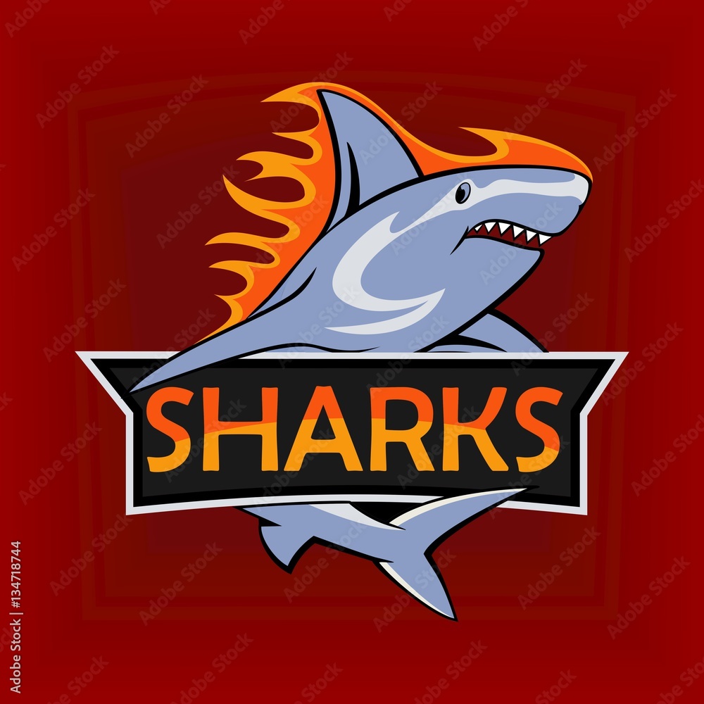 Sharks logo, emblem for a sport team. Stock Vector | Adobe Stock
