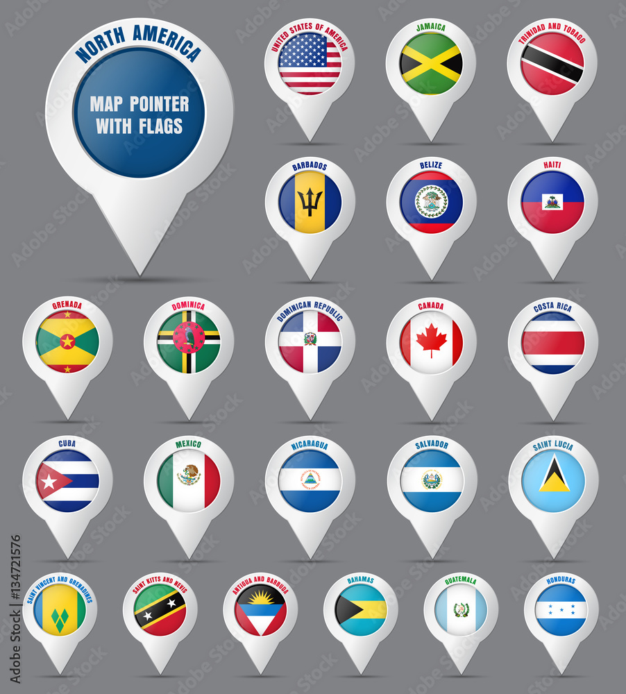 Set the pointer to the map with the flag of the countries of Nor Stock ...