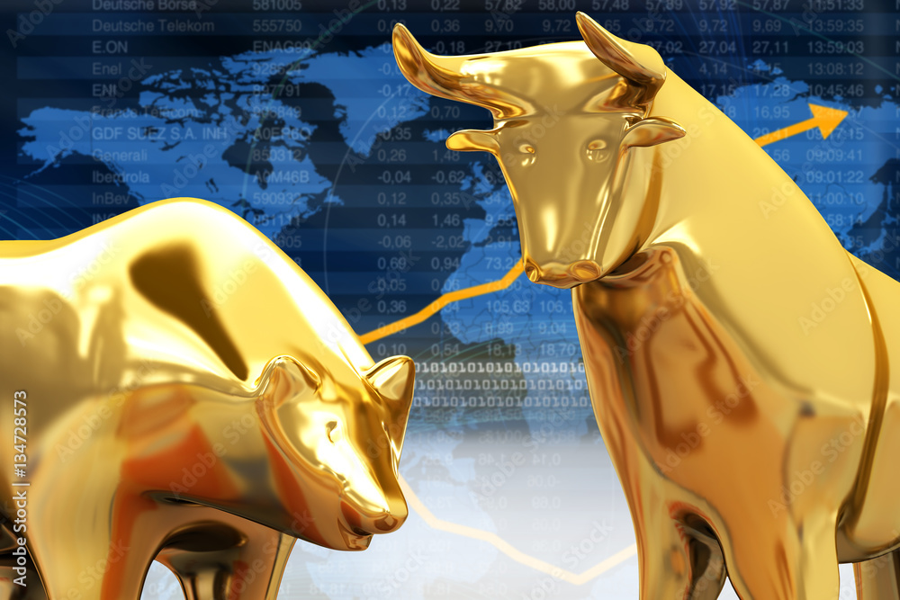 Bulle und Bär Stock-Illustration | Adobe Stock