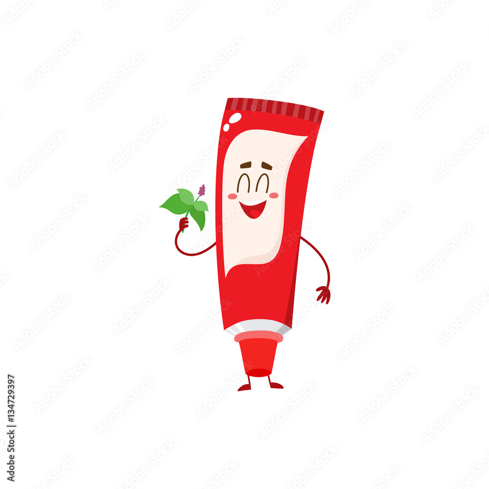 Cute and funny toothpaste character with smiling face, cartoon vector ...