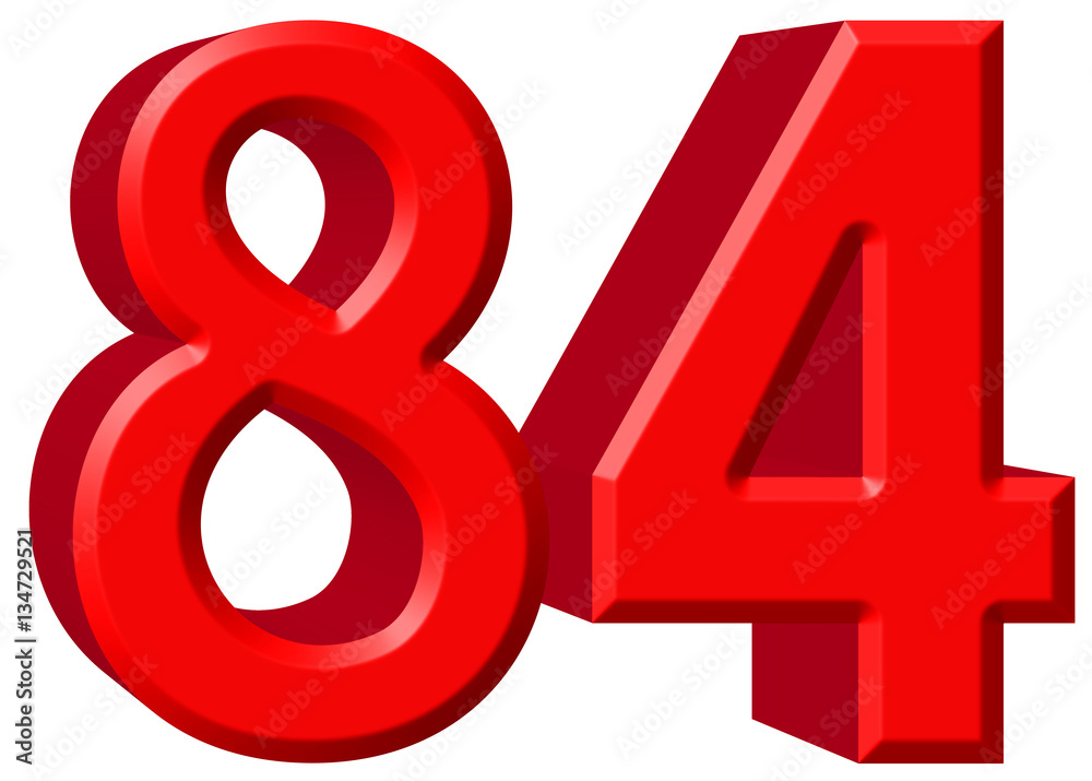 Numeral 84, eighty four, isolated on white background, 3d render Stock ...