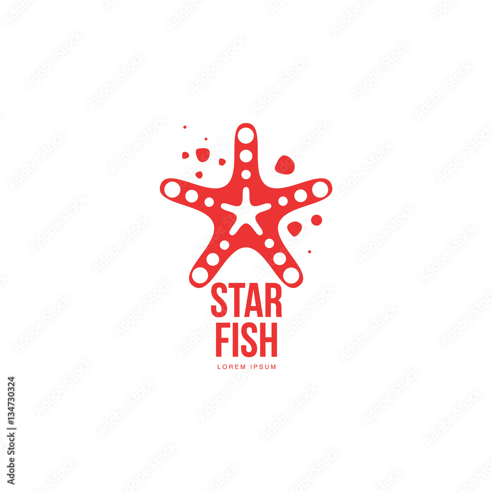 Graphic silhouette starfish logo template, vector illustration isolated ...