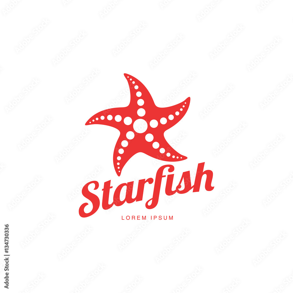 Graphic silhouette starfish logo template, vector illustration isolated ...