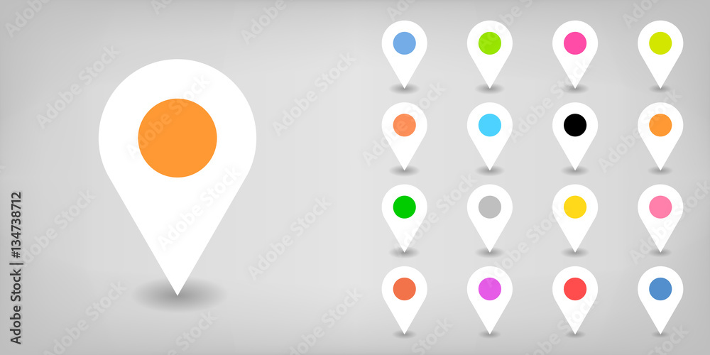 Gray map pin location icon in flat style Stock Vector | Adobe Stock