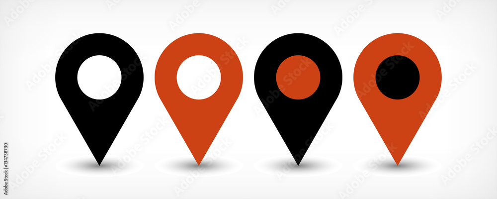 Brown flat map pin sign location icon with shadow Stock Vector | Adobe ...