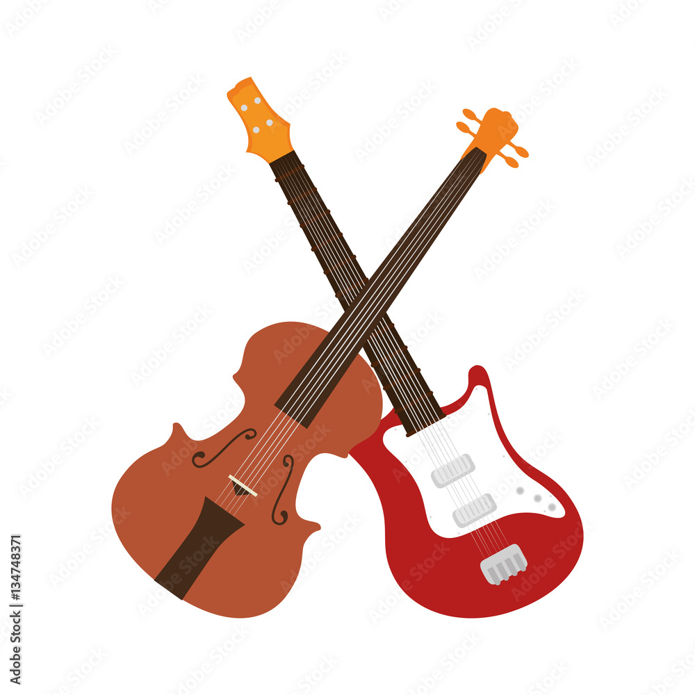 guitar and chello instrument isolated icon vector illustration design ...