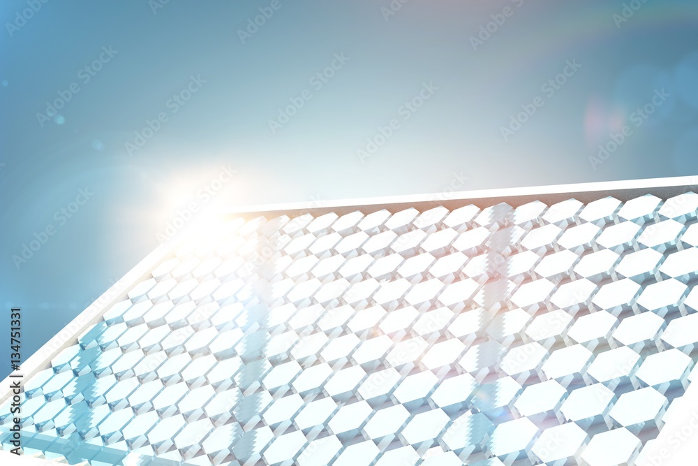Composite image of solar panel with hexagon shape glasses 3d Stock ...