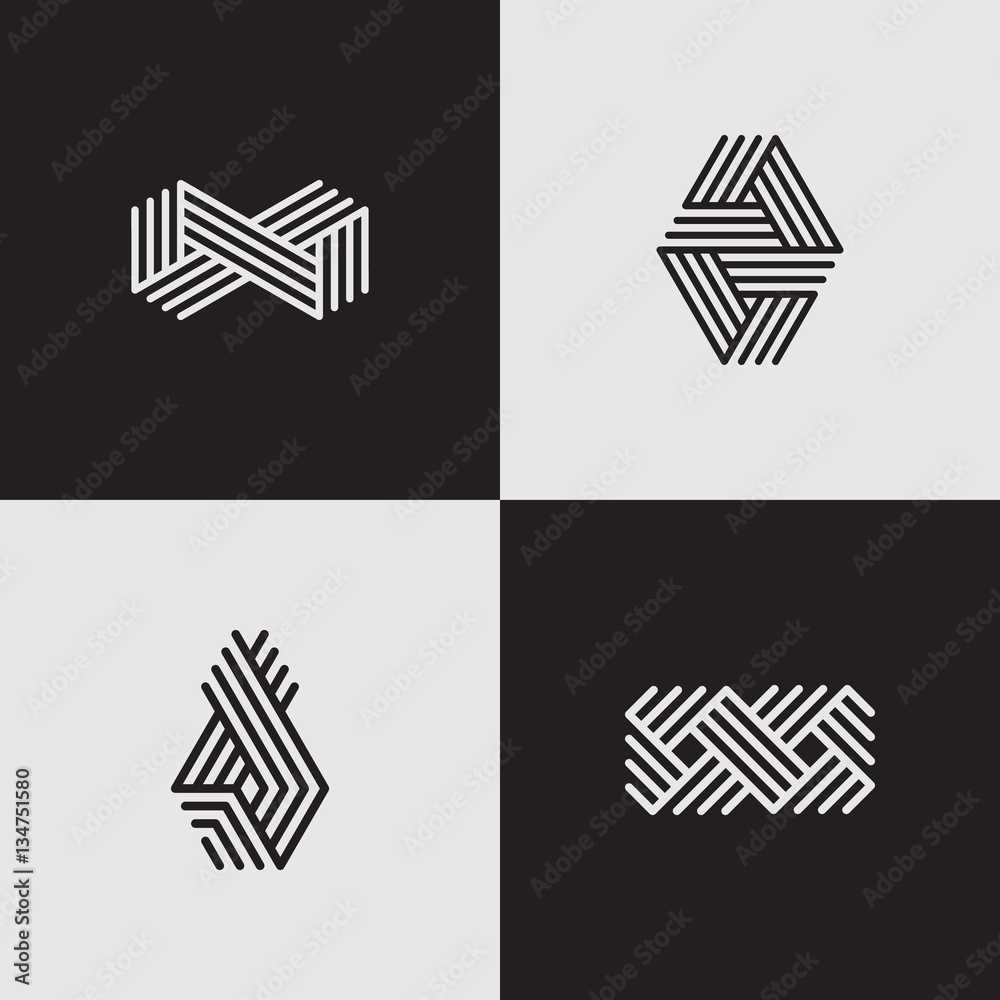Modern line logos. Futuristic geometric shapes. Eps10 vector. Stock ...