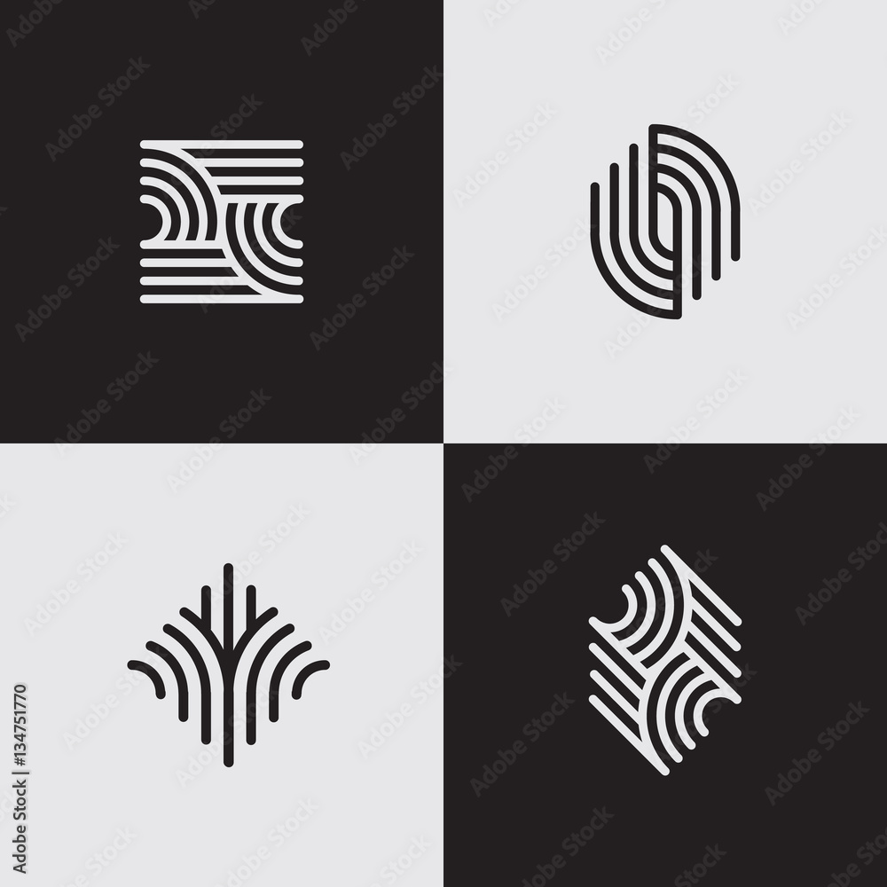 Modern line logos. Futuristic geometric shapes. Eps10 vector. vector de ...