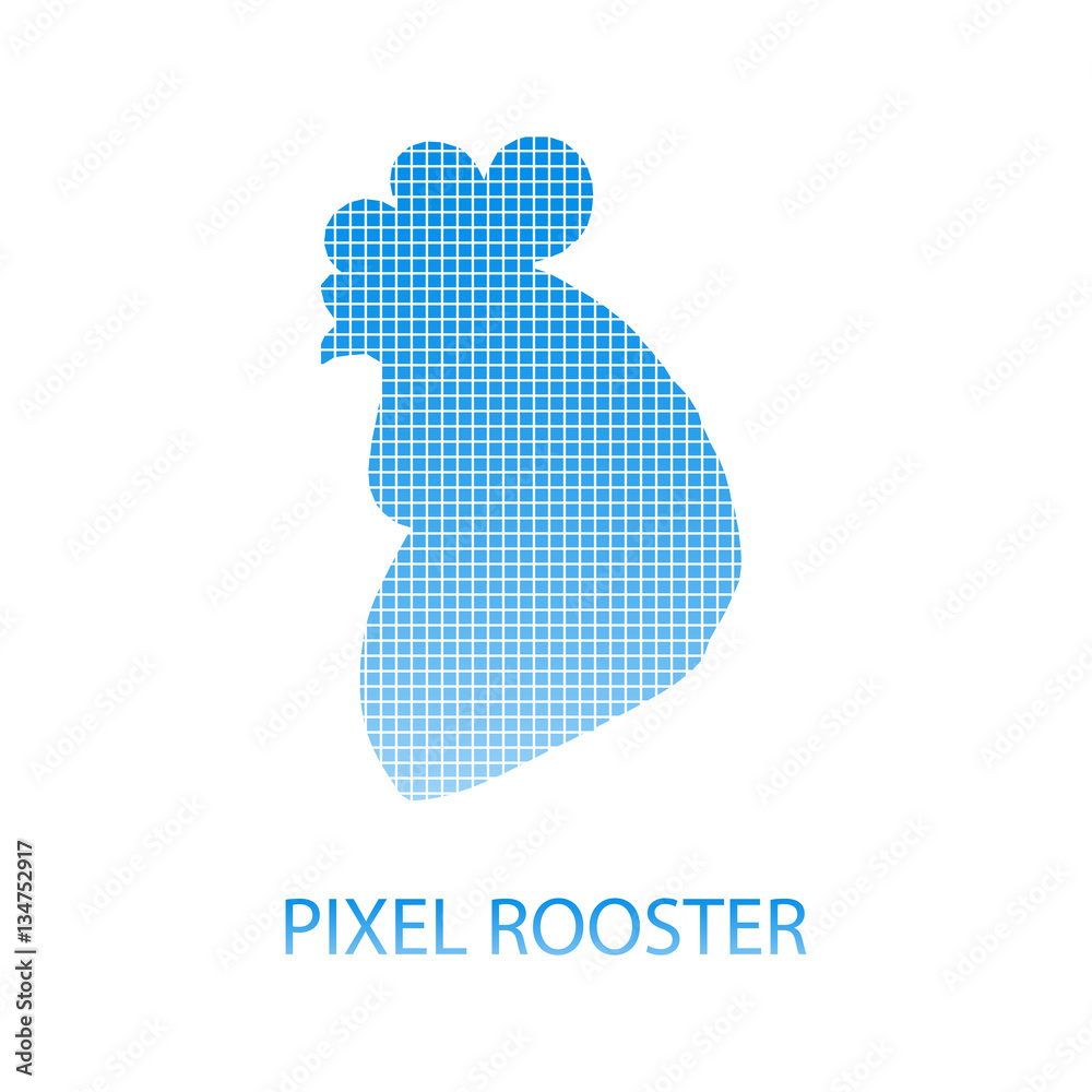 Pixel rooster. Vector illustration. Abstract pixel rooster icon. Stock ...