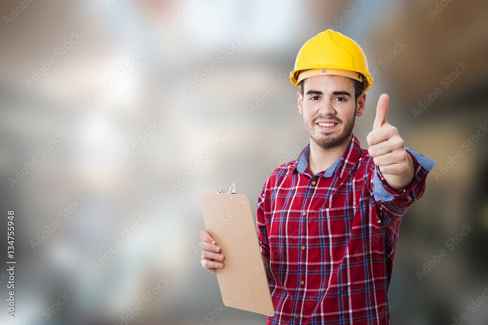constructor with hand positive okay foto de Stock | Adobe Stock