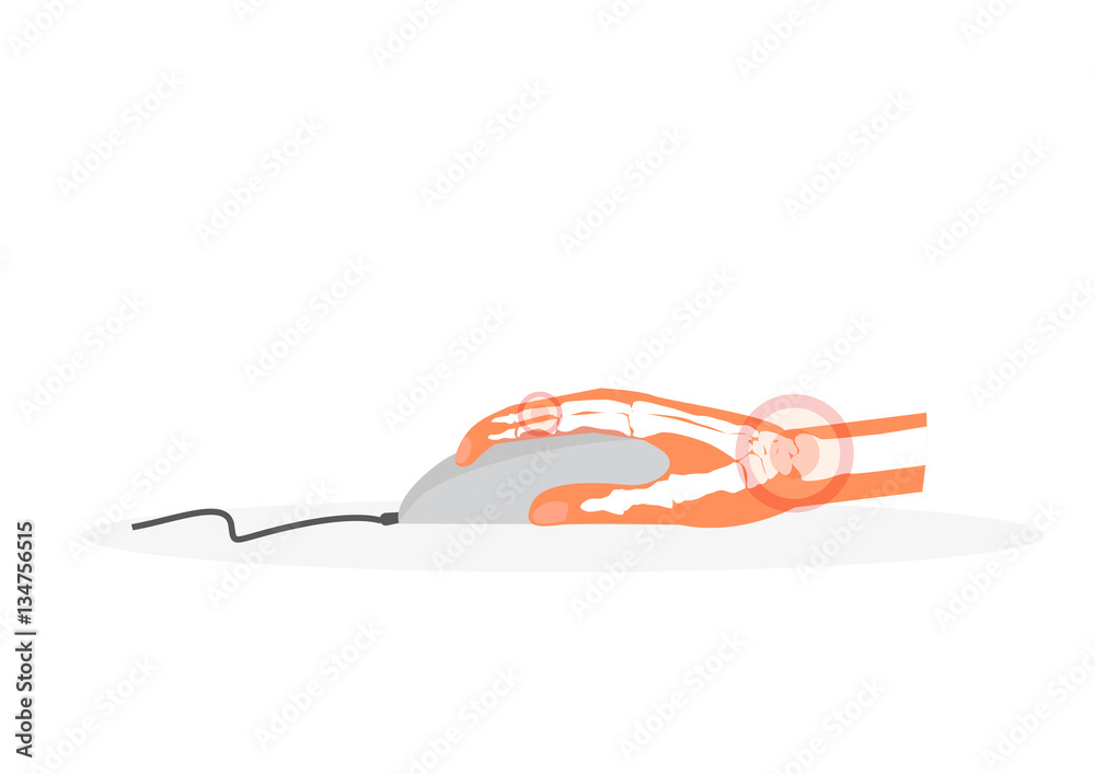 Wrist have pain from working with mouse of computer as wrong which any ...