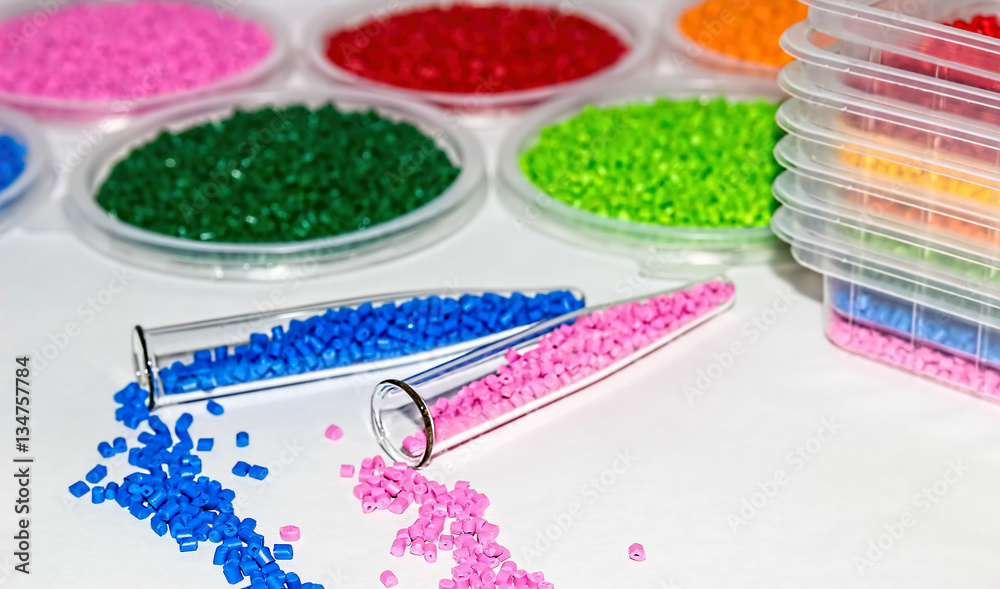 Polymeric dye. Colorant for plastics. Pigment in the granules. Stock ...