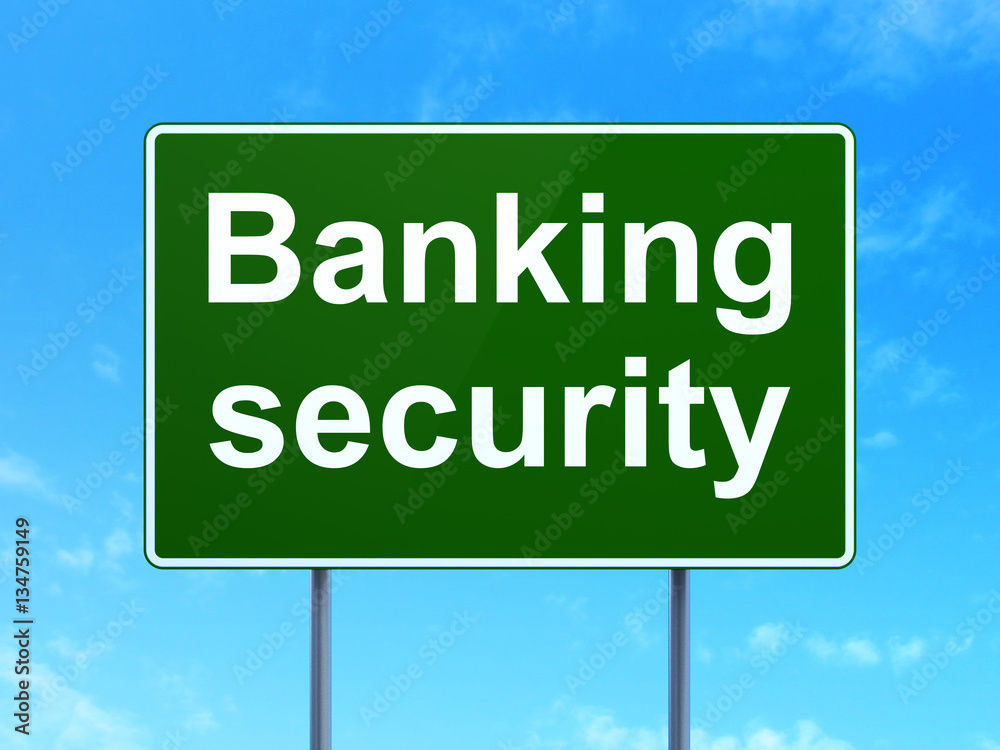 Protection concept: Banking Security on road sign background Stock ...