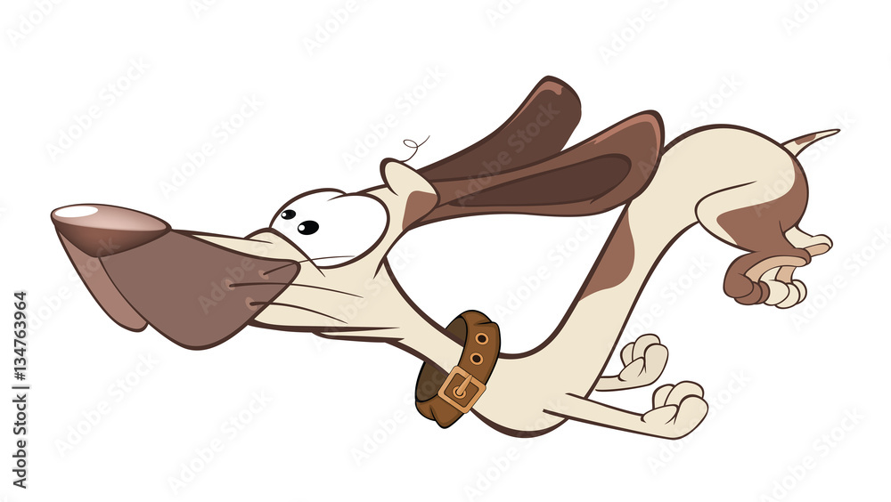 Illustration of a Cute Hunting Dog. Cartoon Character Stock Vector ...