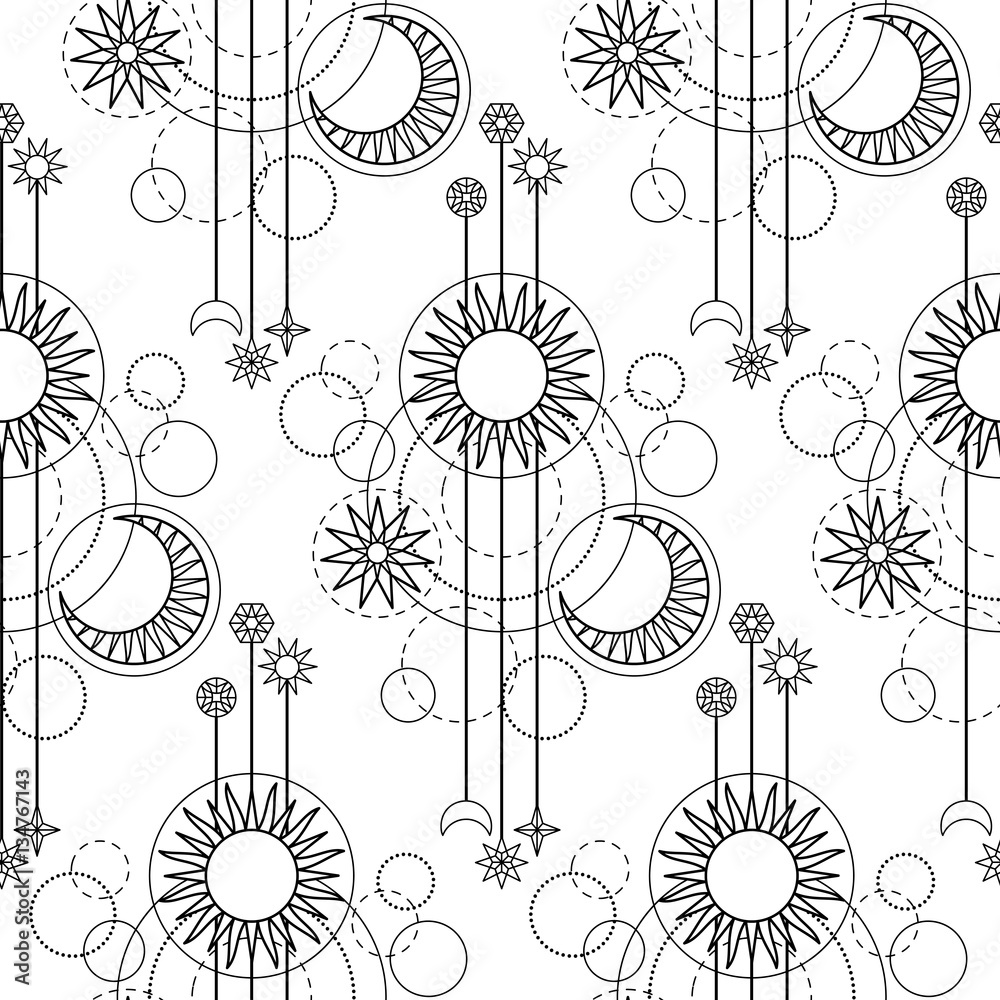 Astrology Modern Seamless Pattern Stock Vector | Adobe Stock
