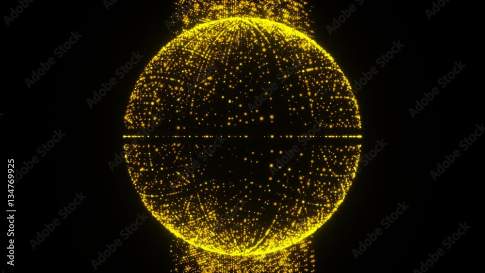 abstract gold sphere and transparent background, alpha channel, loop ...