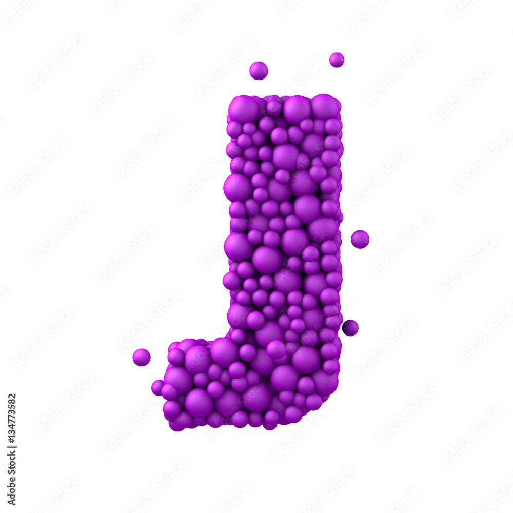 Letter J made of plastic beads, purple bubbles, 3d render Stock ...