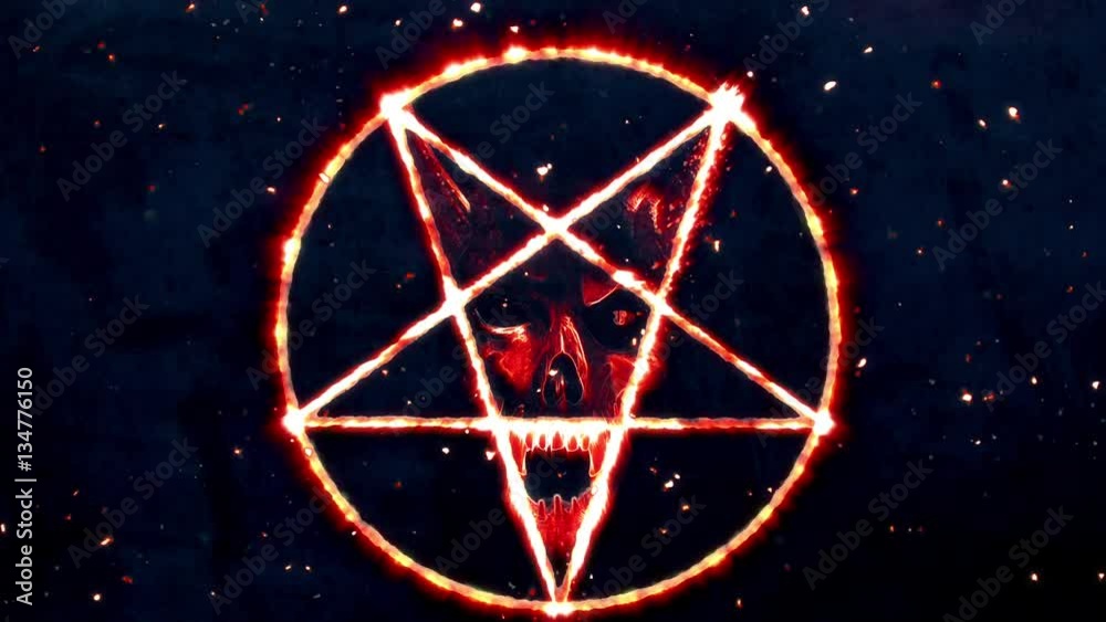 4K Pentagram Symbol with Revealing Satan Face Animation Stock Video ...