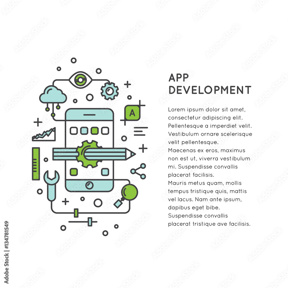Vector Icon Style Illustration of Application Development Process ...