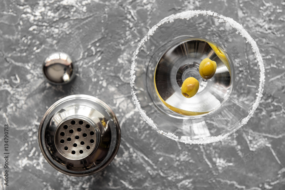 martini cocktail top view at gray background Stock Photo | Adobe Stock
