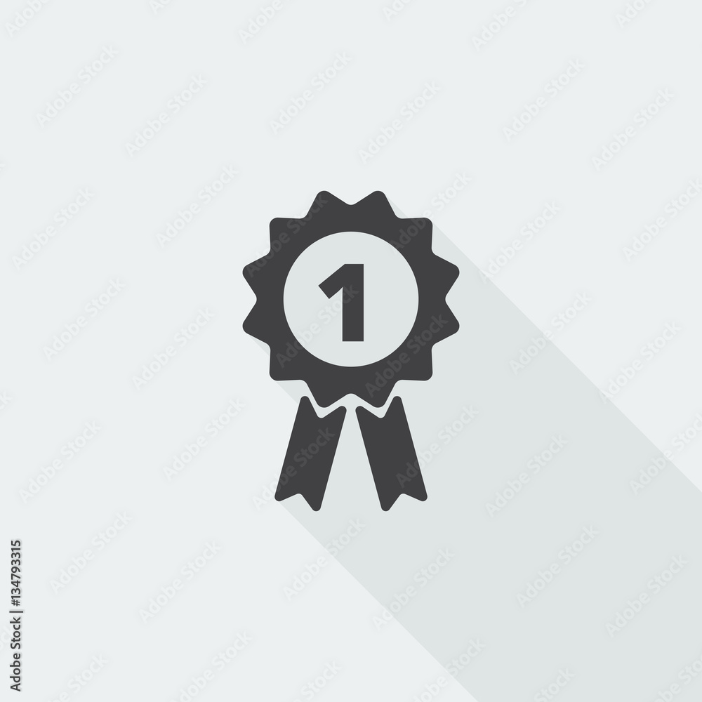 Black flat Prize Ribbon icon with long shadow on white backgroun Stock ...