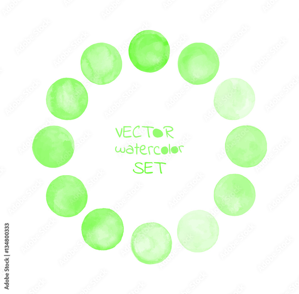 Watercolor green painted vector circle frame banner Stock Vector ...