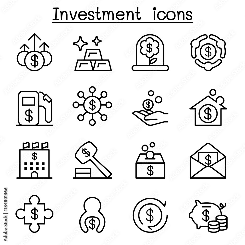 Business & Investment icon set in thin line style Stock Vector | Adobe ...