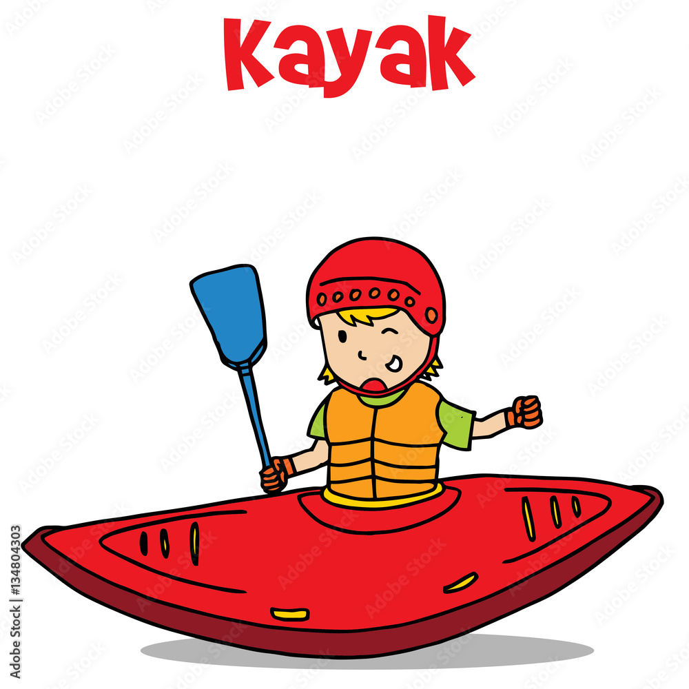 Cartoon of kayak vector art illustration Stock Vector | Adobe Stock