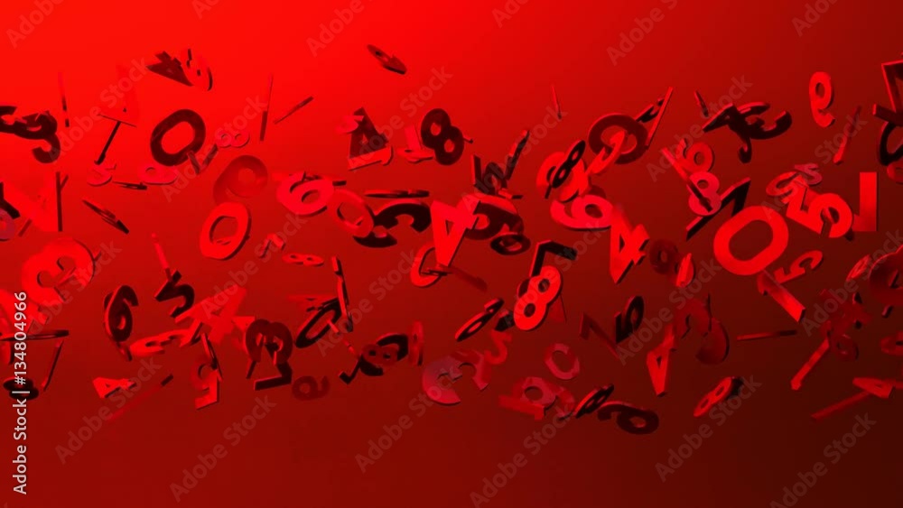Red Numbers On Red Background. Loop able 3DCG render Animation. Stock ...