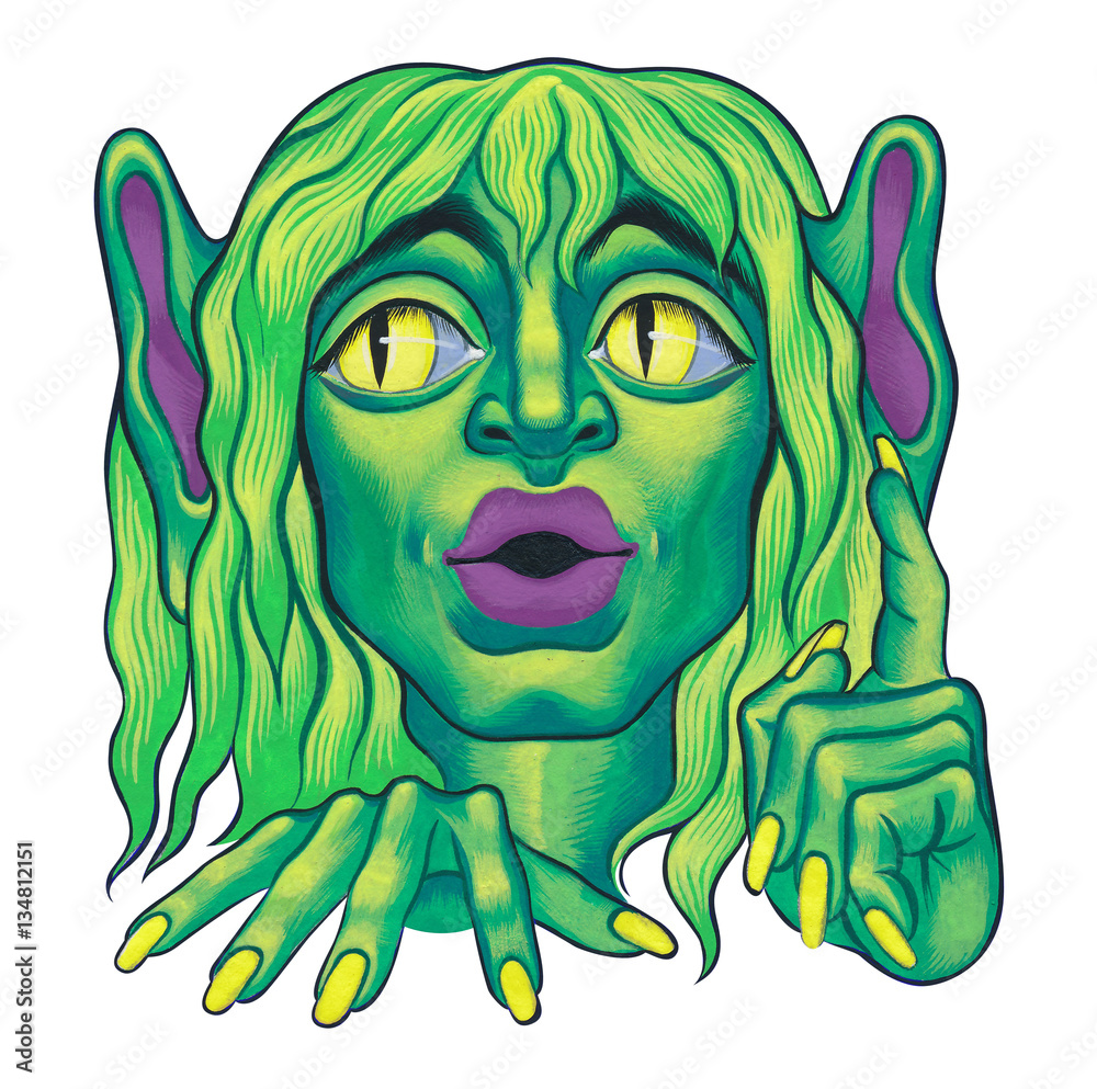 Green Ogre with his finger pointing up ilustração do Stock | Adobe Stock
