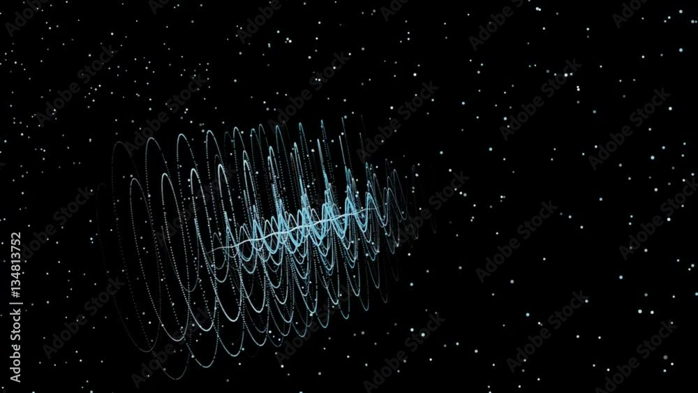 Abstract stylized animation with electro-magnetic radiation to outer ...