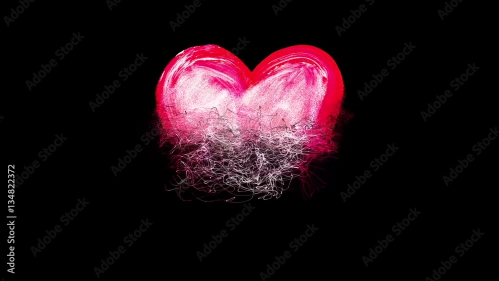 Heart disintegrating on the particles - disappearing heart Stock Video ...