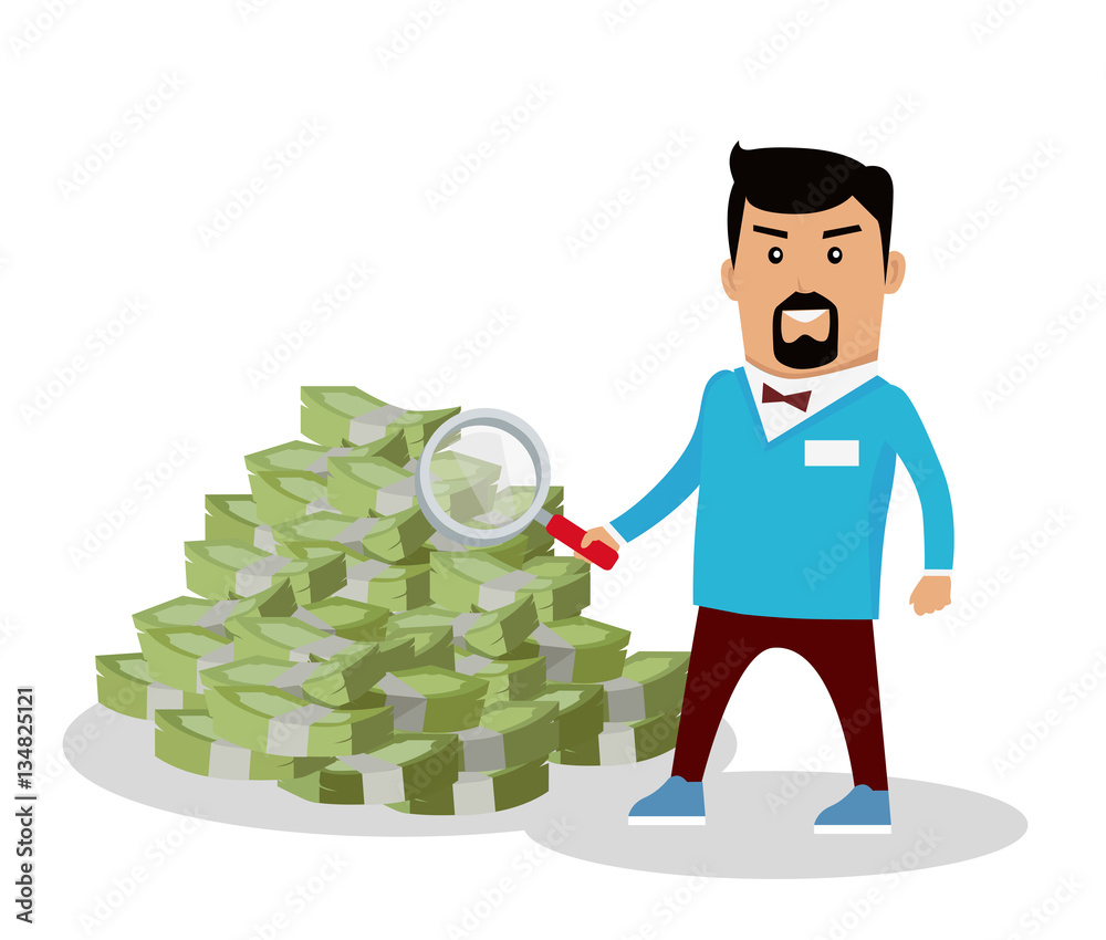 Money Searching Concept Vector in Flat Design Stock Vector | Adobe Stock