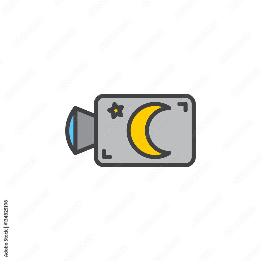 Night camera line icon, filled outline vector sign, linear colorful ...