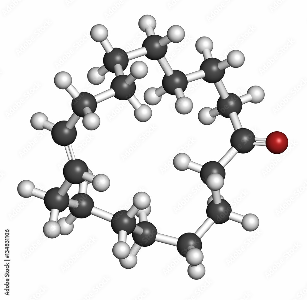 Civetone civet cat pheromone molecule, 3D rendering. Stock Illustration ...