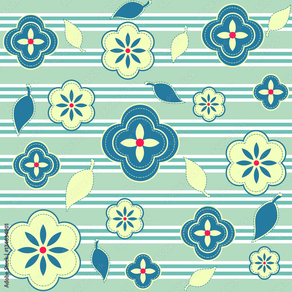 Flowers on striped background Stock Illustration | Adobe Stock